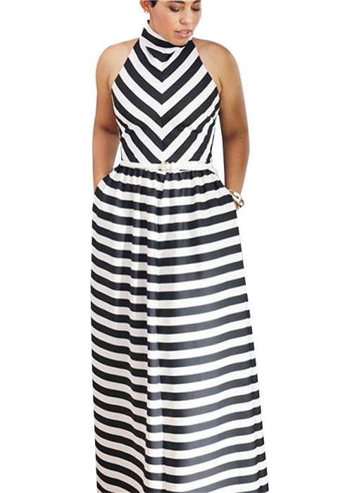 Black Sexy & Club O-Neck Sleeveless Princess dress Long Club Dresses