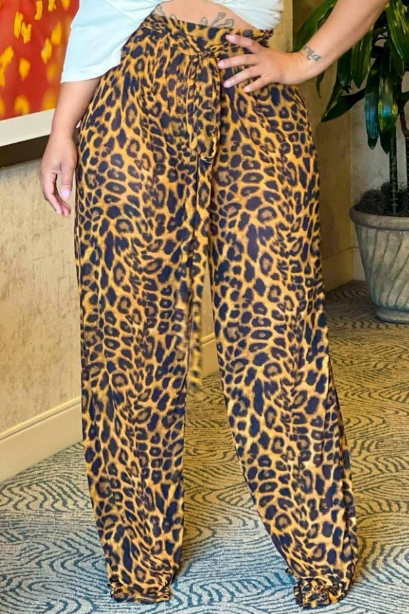 Wholesale Leopard Print Casual Print Leopard Patchwork Regular High ...