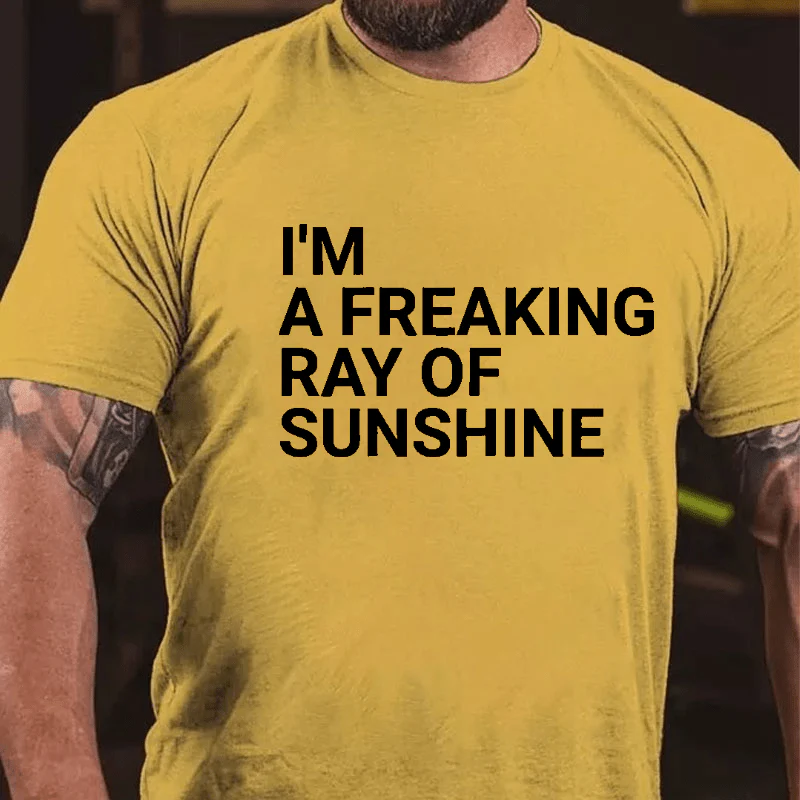 Wholesale Yellow I'M A FREAKING RAY OF SUNSHINE PRINT T-SHIRT WS120576-4