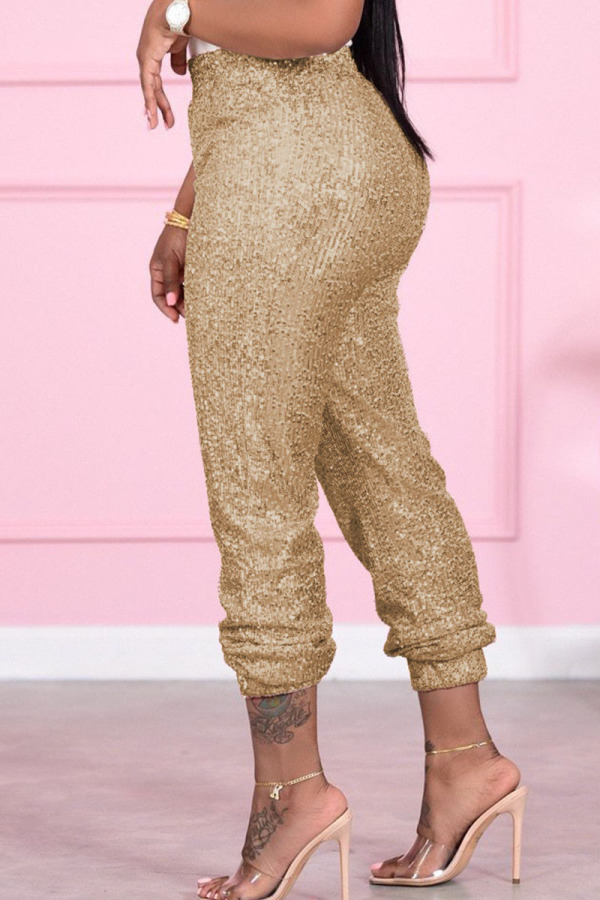 Wholesale Silver Sexy Solid Sequins Mid Waist Pencil Bottoms K14065-4 ...