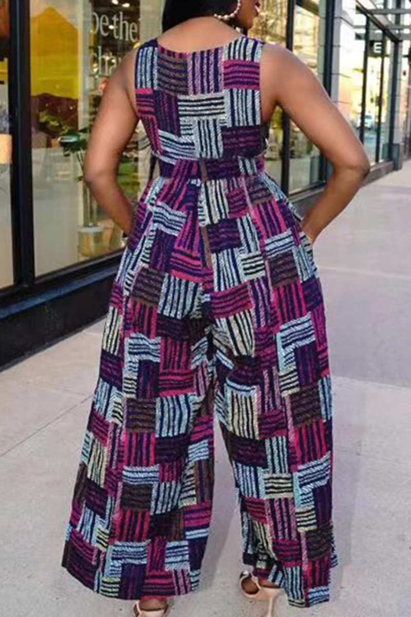 Wholesale Multi-color Sexy Casual Print Basic O Neck Regular Jumpsuits ...