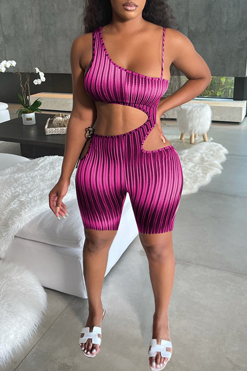 Wholesale Purple Fashion Sexy Print Hollowed Out Backless Spaghetti