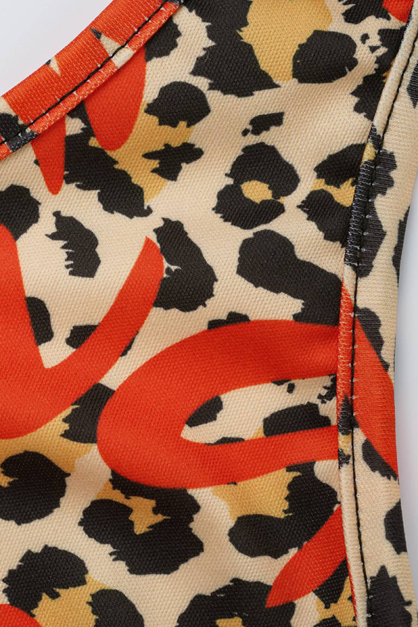 Fashion Sexy Printed Vest Shorts Red Set