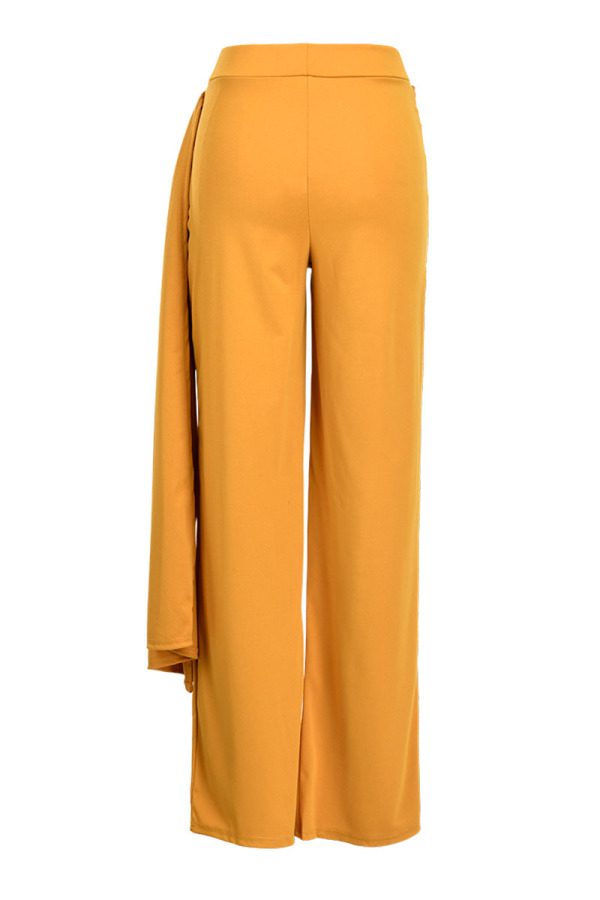 Wholesale Yellow Casual Elegant Solid Patchwork Fold Asymmetrical High ...