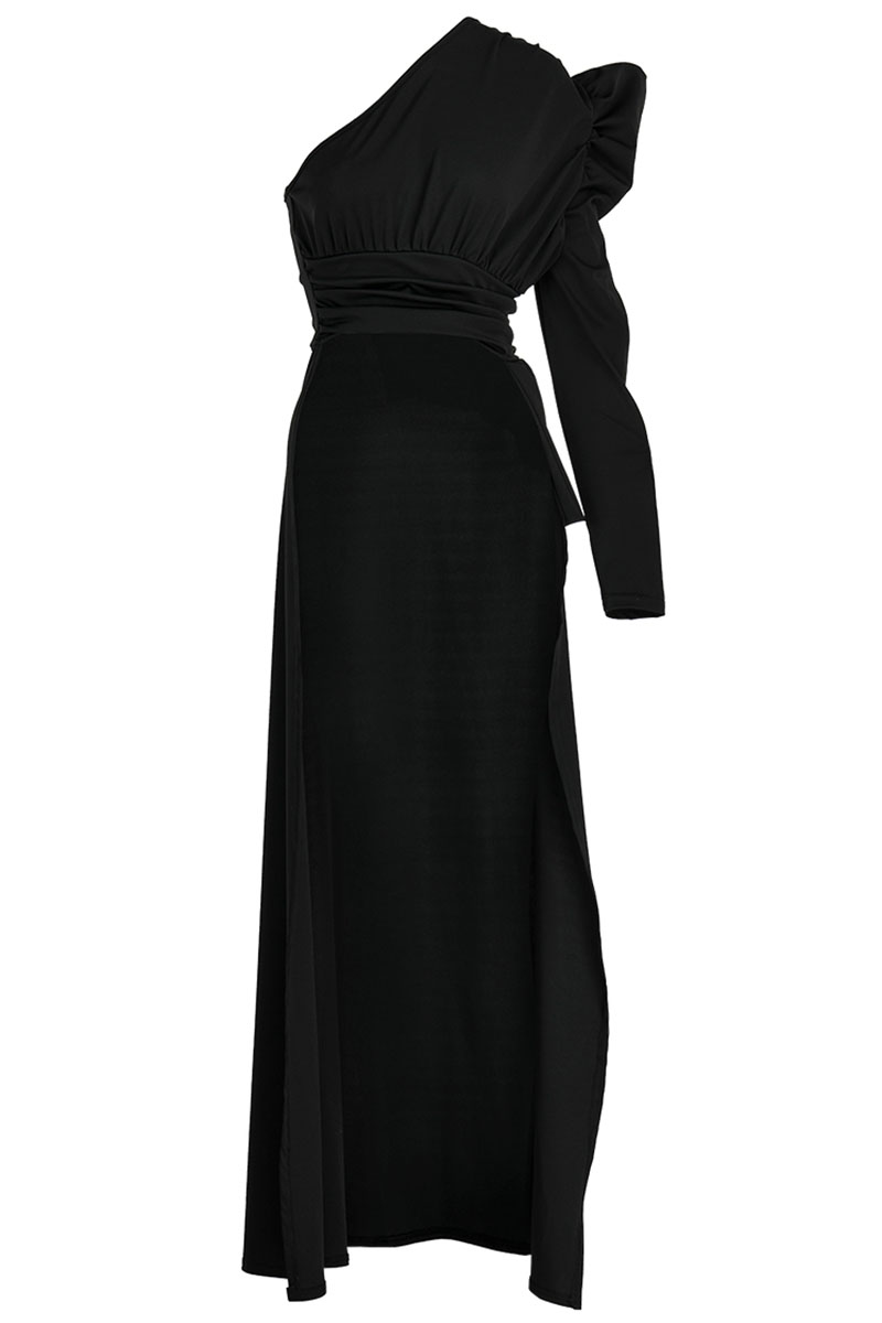 Wholesale Navy Blue One Shoulder Collar Long Sleeve asymmetrical crop ...