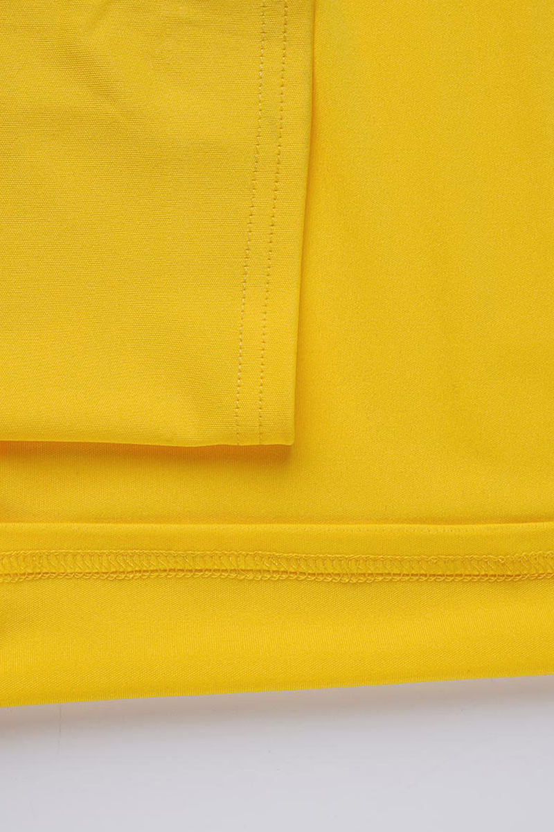 Yellow Casual Solid Patchwork Turndown Collar Straight Jumpsuits