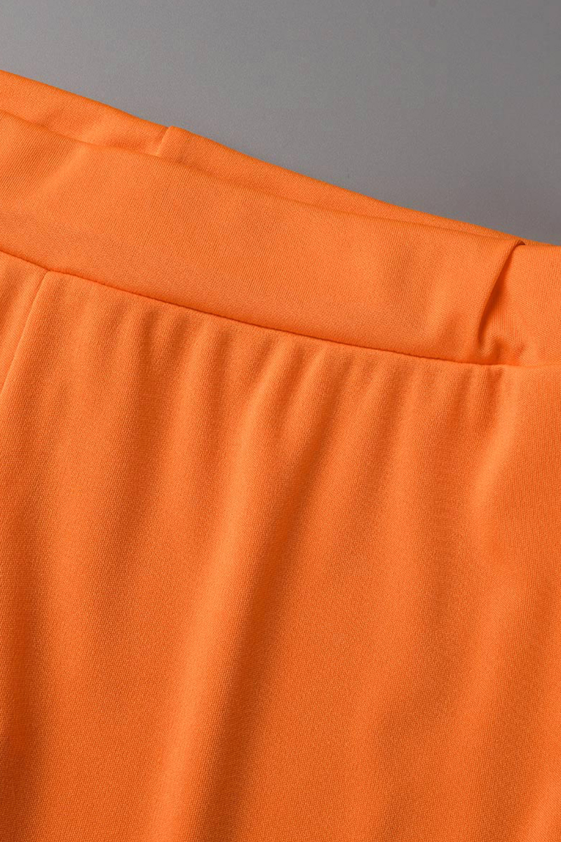 Orange Fashion Casual Solid Patchwork Slit V Neck Short Sleeve Two