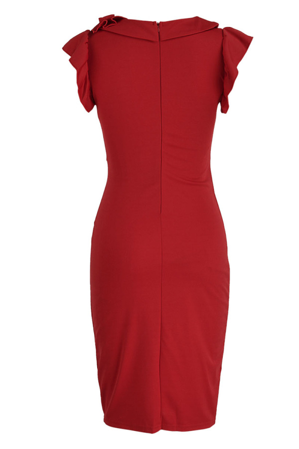 Wholesale Red Fashion Casual Solid Patchwork Slit O Neck Short Sleeve