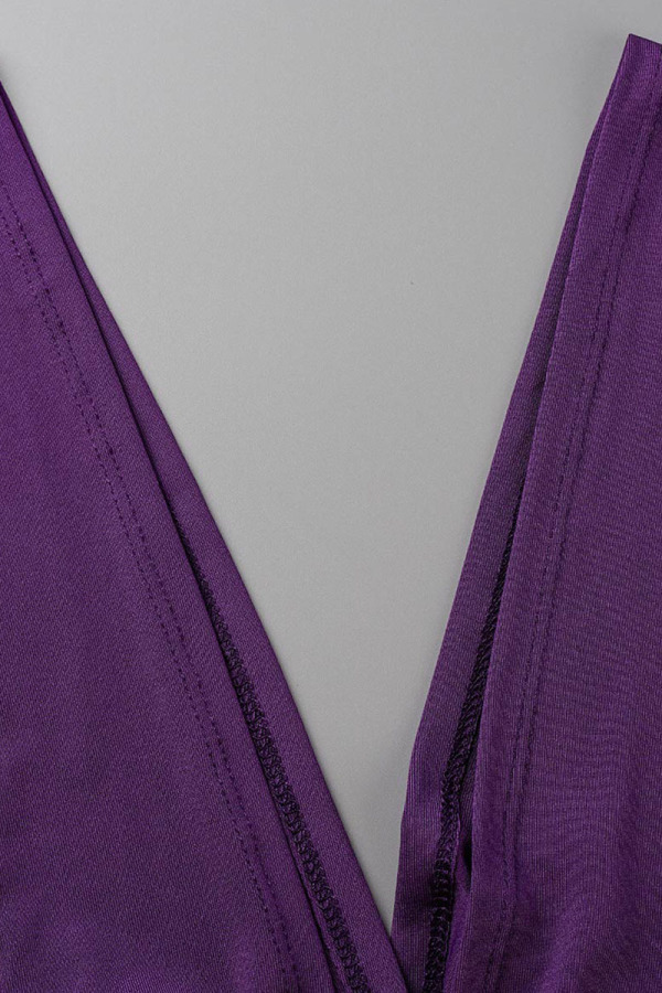 Wholesale Purple Elegant Solid Bandage Patchwork V Neck Straight