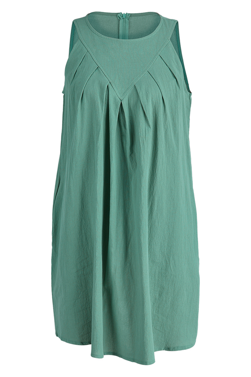 Wholesale Light Green Casual Solid Patchwork O Neck Straight Dresses ...