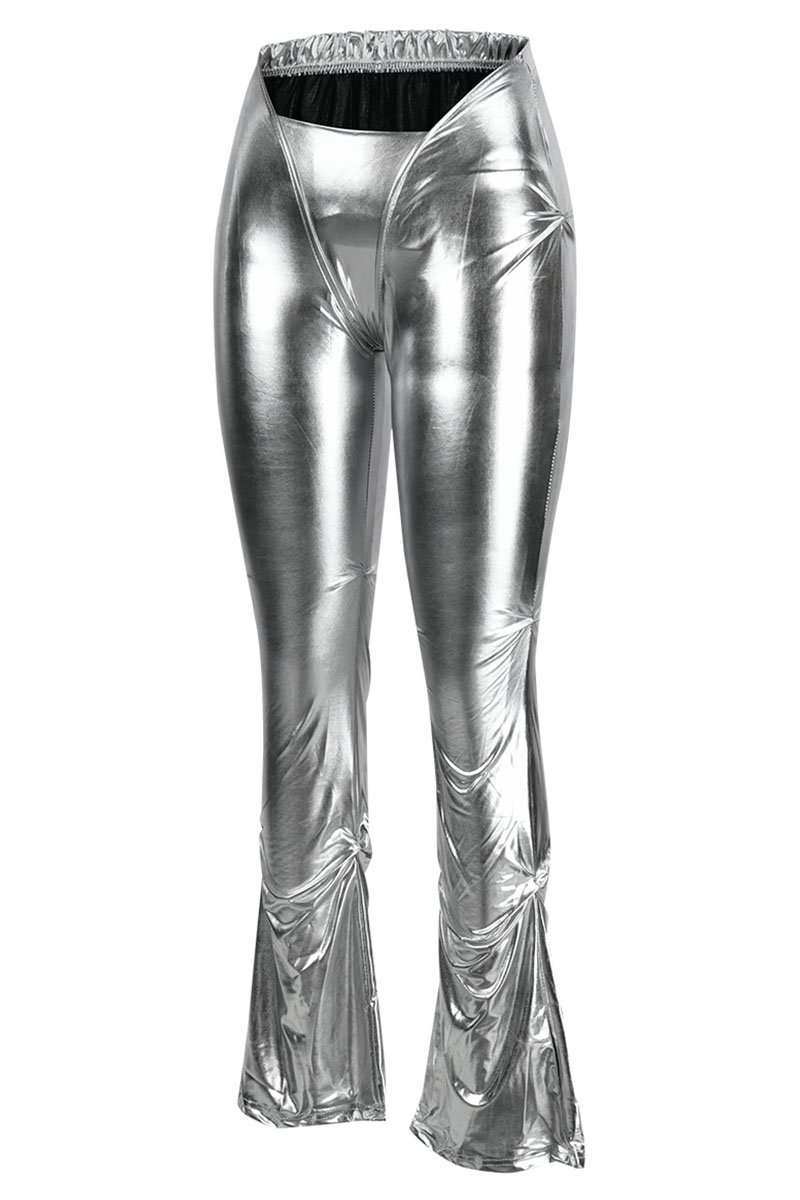 Wholesale Silver Sexy Street Solid Patchwork Regular Low Waist Pencil ...