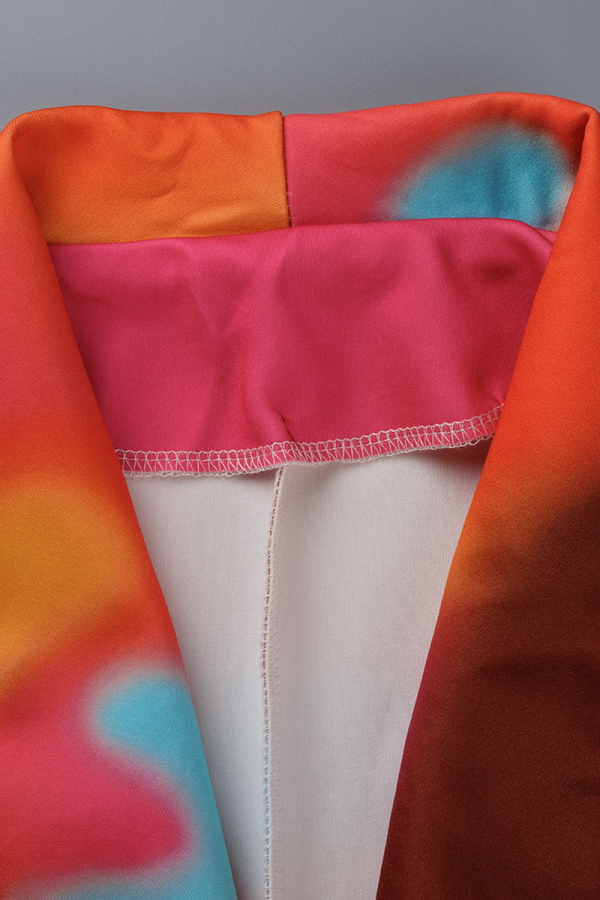 Wholesale Yellow Fashion Casual Print Cardigan Pants Turndown Collar