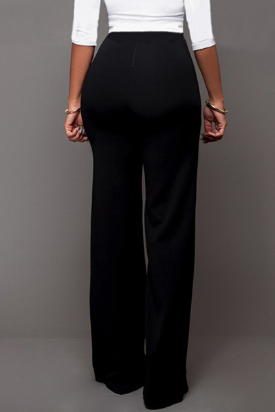 Wholesale Black Trendy High Waist Double-breasted Decorative Pants ...