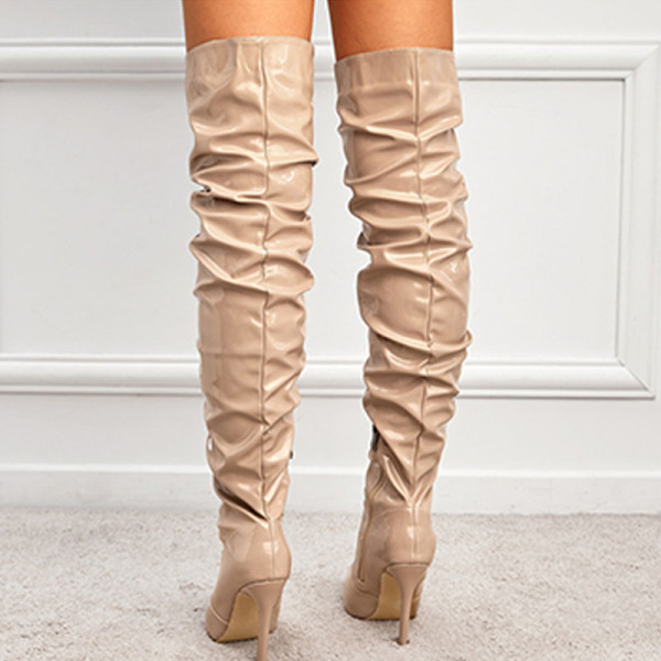 Wholesale Apricot Casual Daily Party Patchwork Solid Color Pointed ...