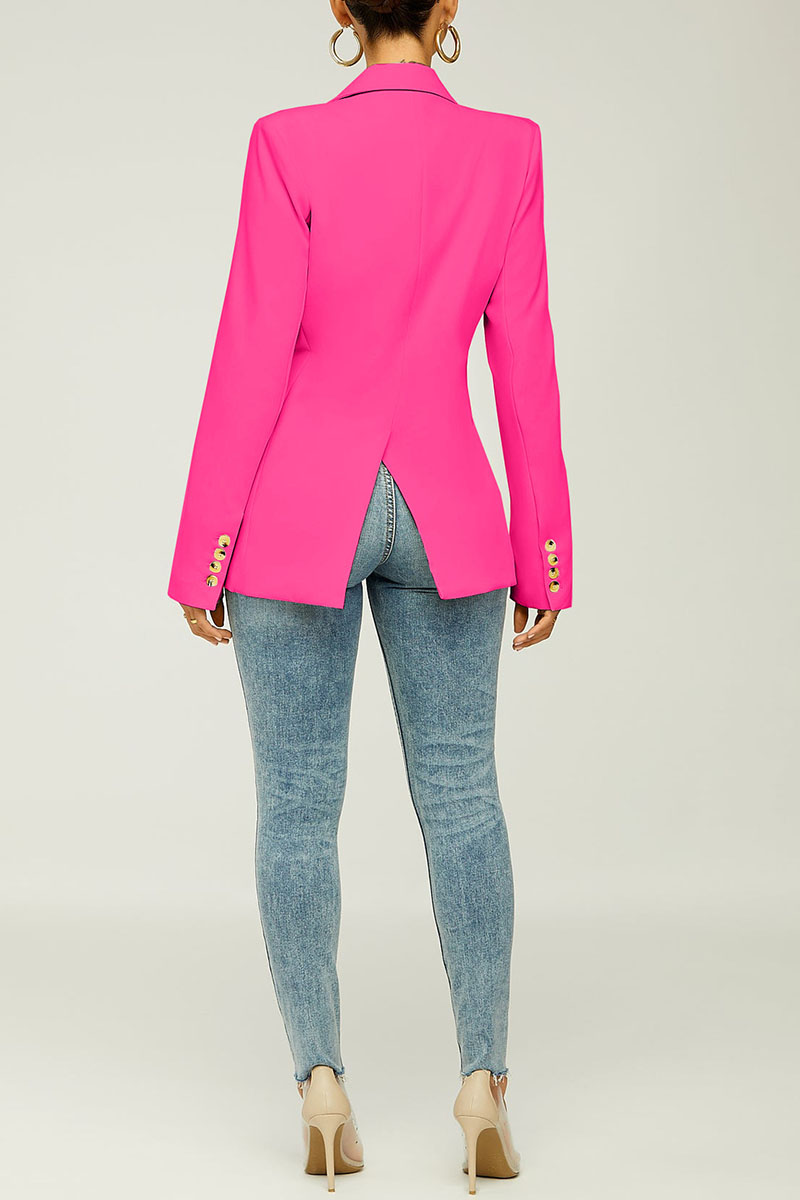 Wholesale Blue Casual Solid Patchwork Turn-back Collar Outerwear K62836 ...