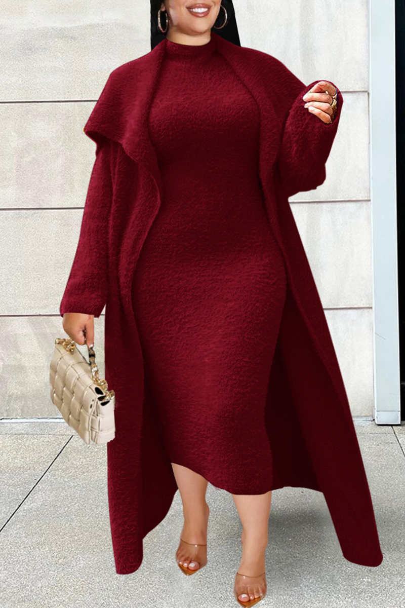 Khaki Casual Solid Patchwork Half A Turtleneck Long Sleeve Two Pieces