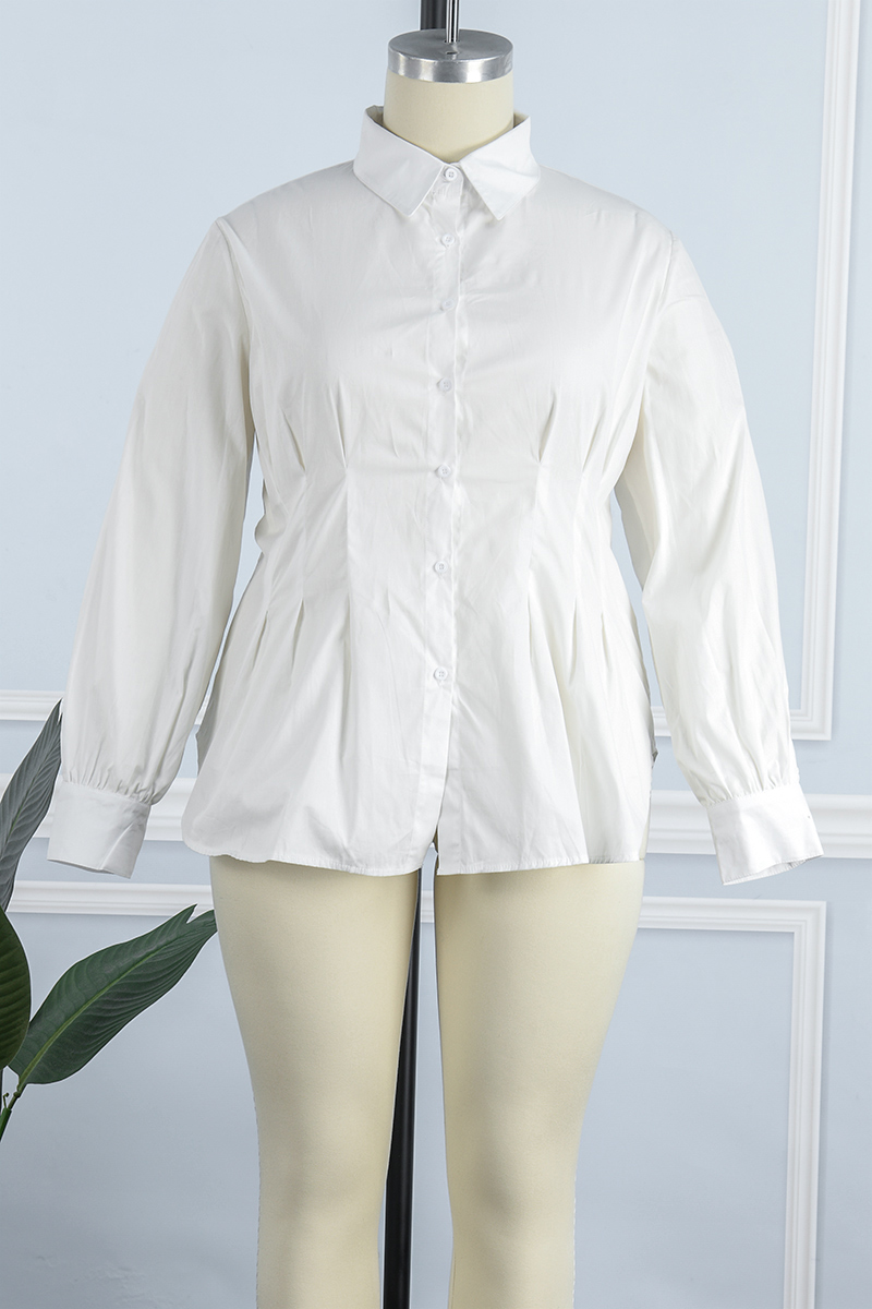 Wholesale Green Sexy Casual Solid Solid Color Shirt Collar Tops K63784 ...