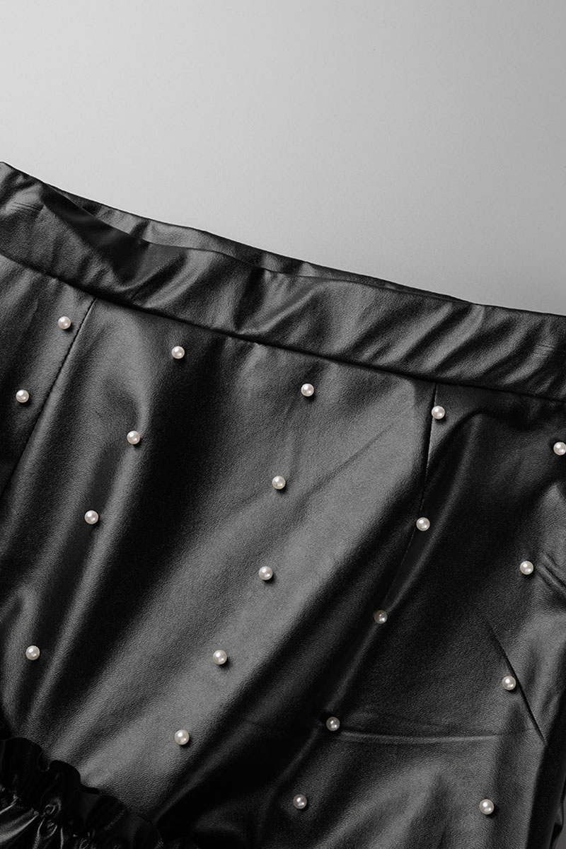 Wholesale Black Casual Street Solid Patchwork Flounce Beading ...