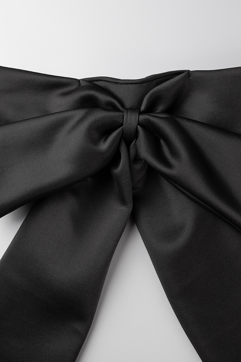 Wholesale Black Sexy Solid Backless With Bow Strapless Tops K70765-1 Online