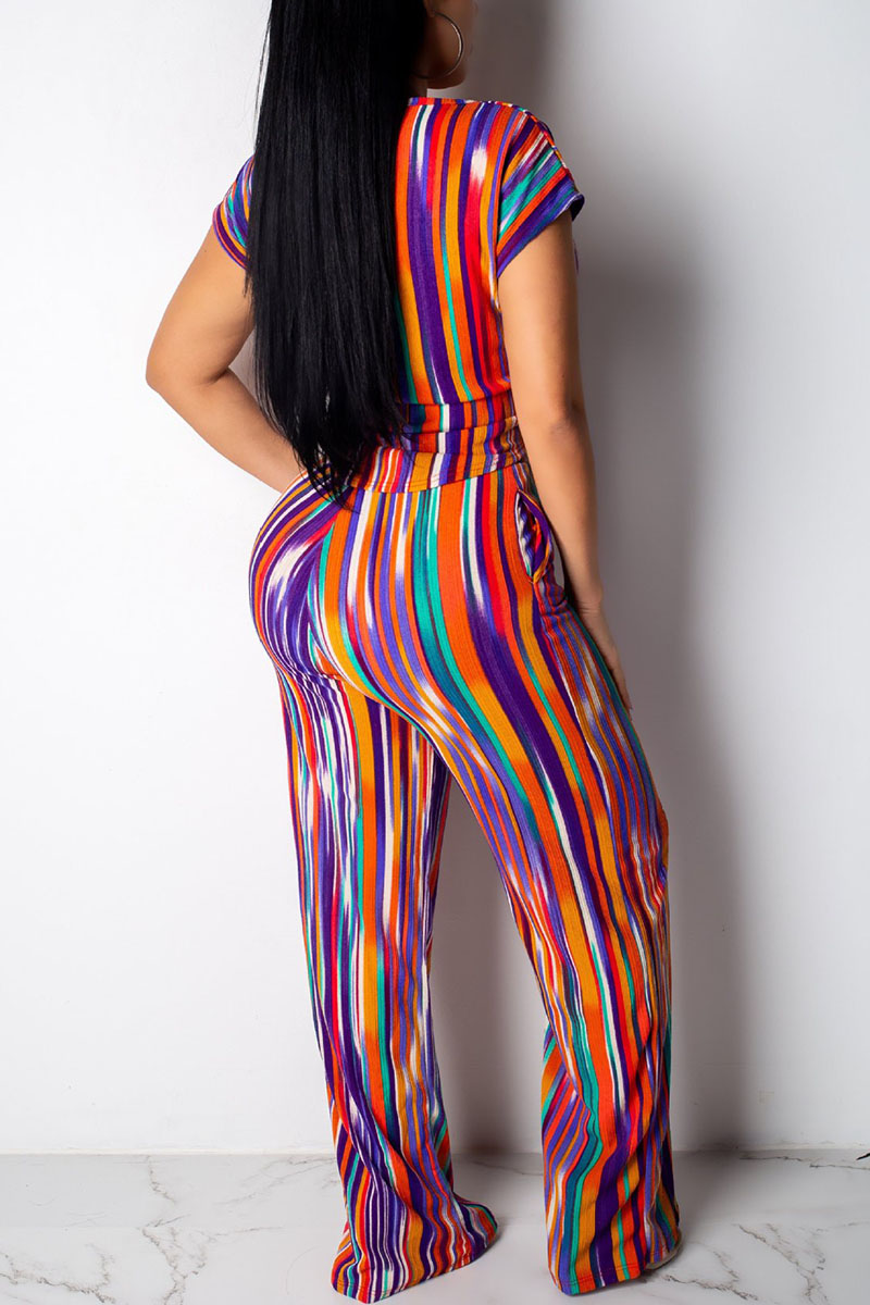 Wholesale Multicolor Casual Street Striped Print Bandage Patchwork O ...