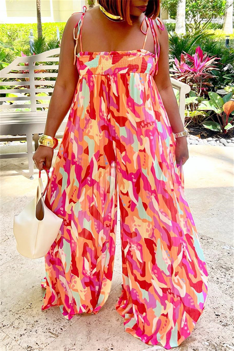 Wholesale Multicolor Sexy Casual Print Bandage Backless Spaghetti Strap