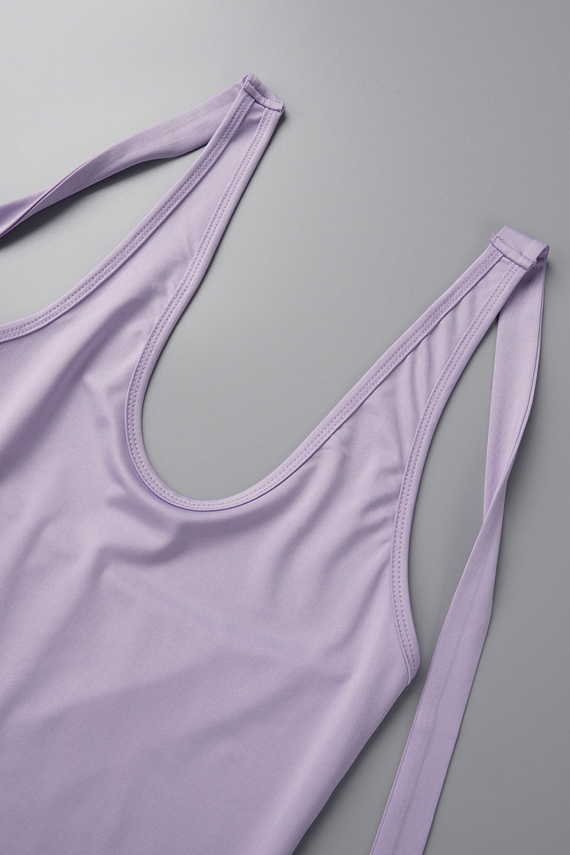 Wholesale Purple Sexy Casual Solid Bandage Backless Halter Skinny