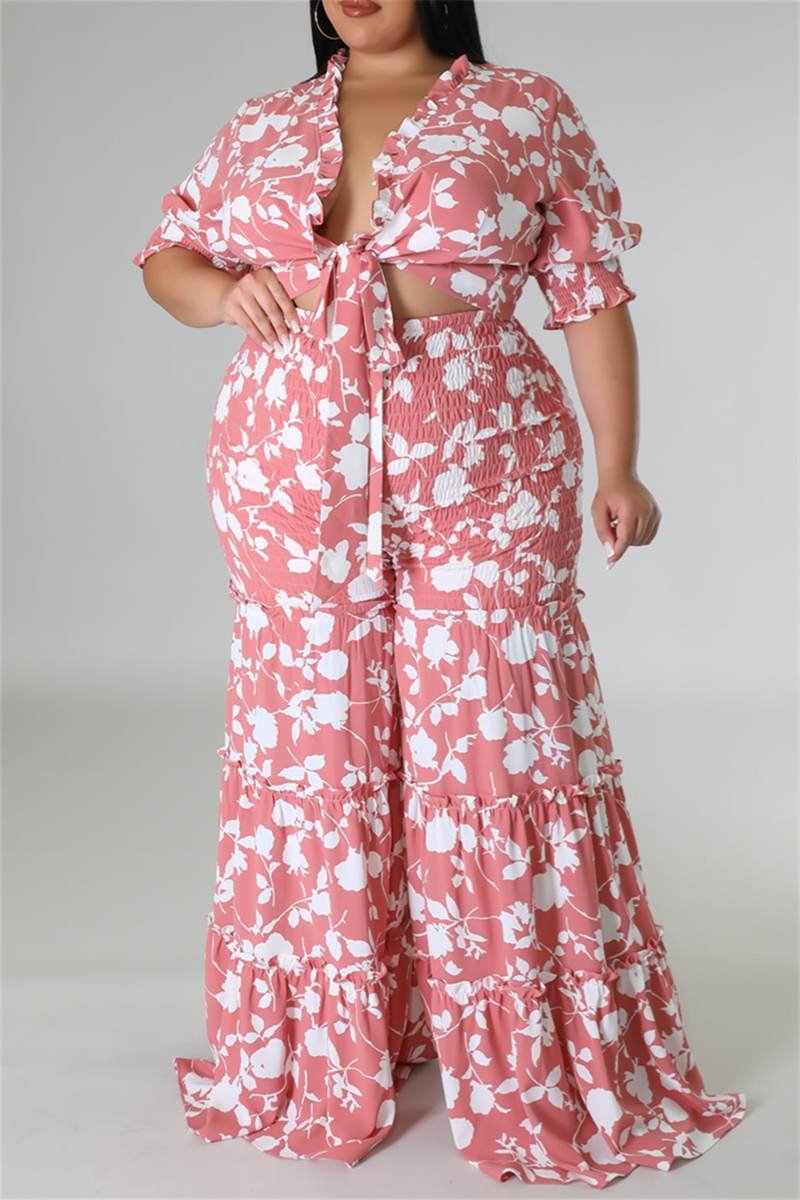 Wholesale Rose Red Casual Daily Floral Bandage Patchwork Printing ...
