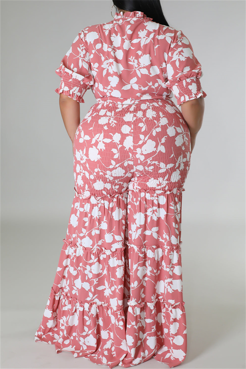 Wholesale Rose Red Casual Daily Floral Bandage Patchwork Printing ...