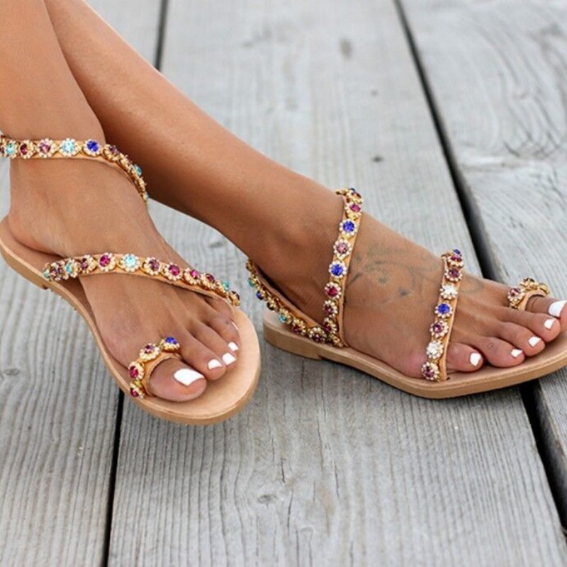 Wholesale Gold Casual Patchwork Rhinestone Round Comfortable Shoes ...