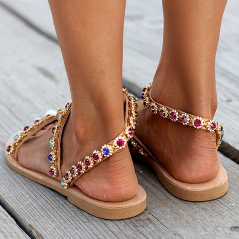 Wholesale Gold Casual Patchwork Rhinestone Round Comfortable Shoes ...