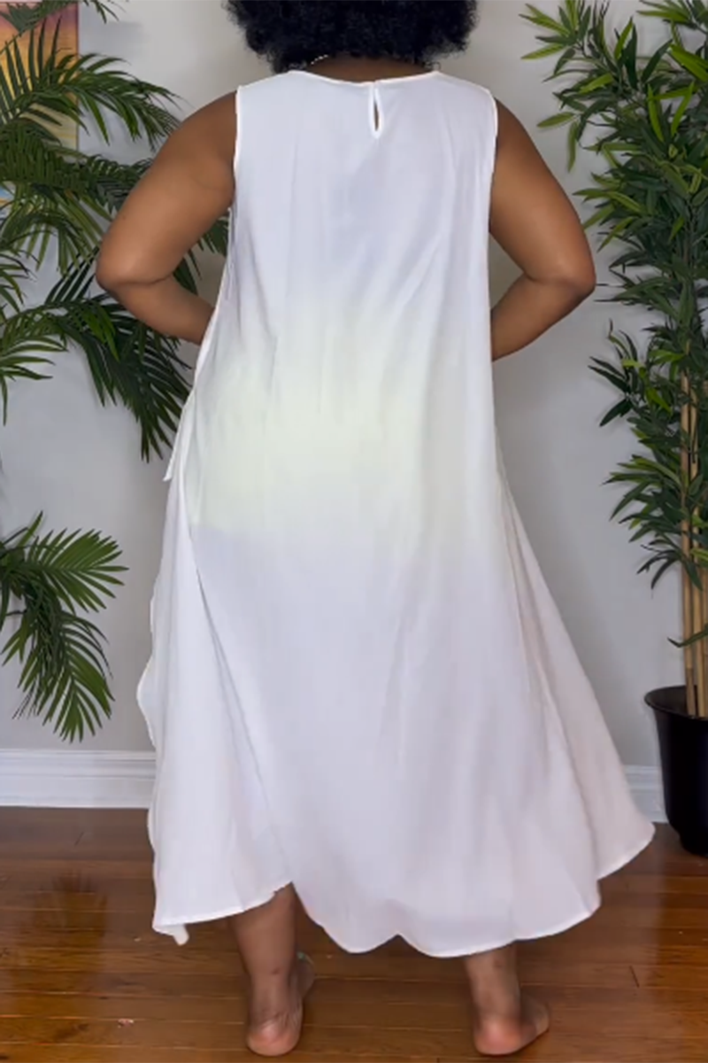 Wholesale White Asymmetrical Solid Color O Neck Tops K81246-1 Online