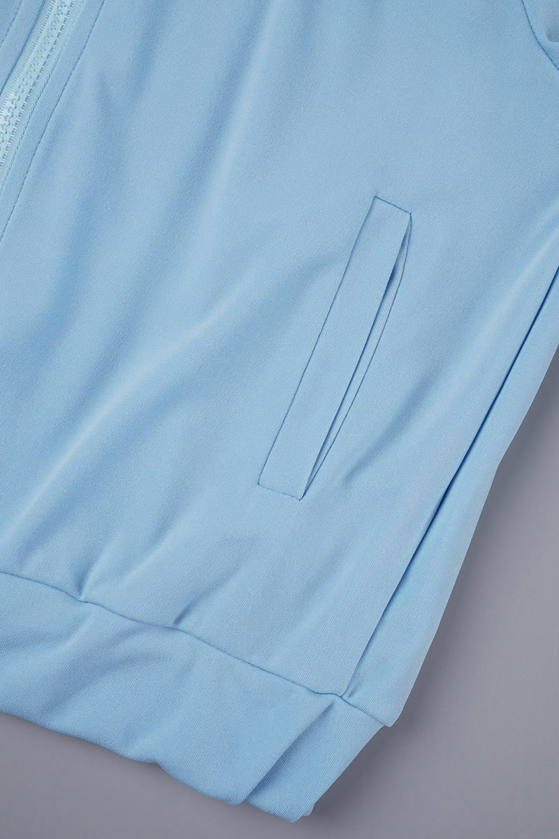 Wholesale Light Blue Casual Solid Patchwork Zipper Collar Long Sleeve ...