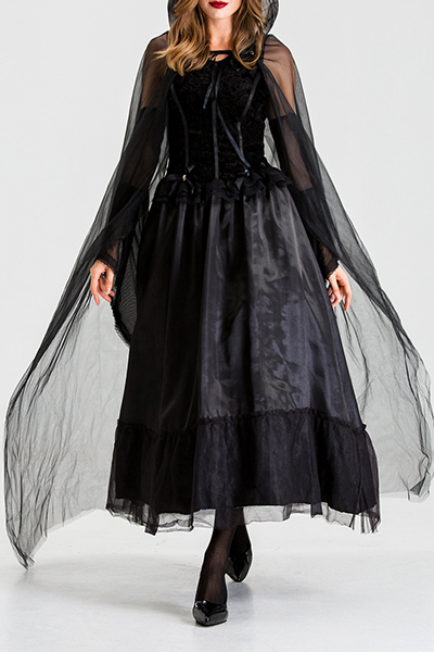 Wholesale Black Halloween Street Cosplay Strap Design Mesh Solid ...