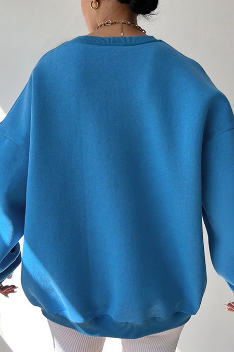 Wholesale Sky Blue Casual Solid Embroidered O Neck Tops K88562-2 Online