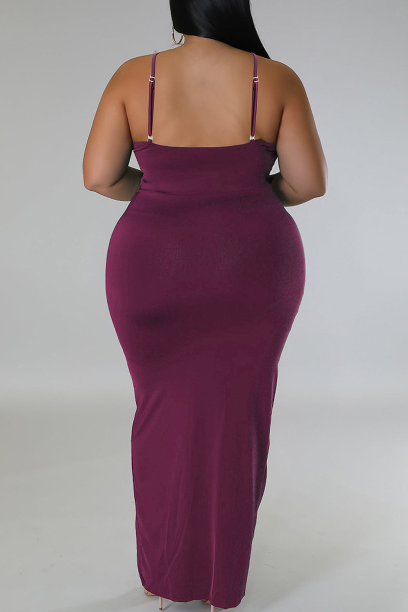 Wholesale Purple Elegant Solid Patchwork Spaghetti Strap One Step Skirt ...