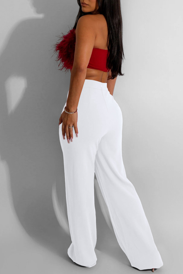 Wholesale Red Casual Solid Basic Regular High Waist Conventional Solid ...