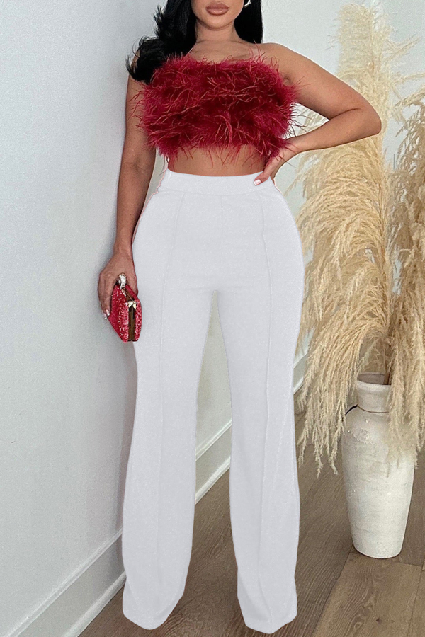 Wholesale Red Casual Solid Basic Regular High Waist Conventional Solid ...