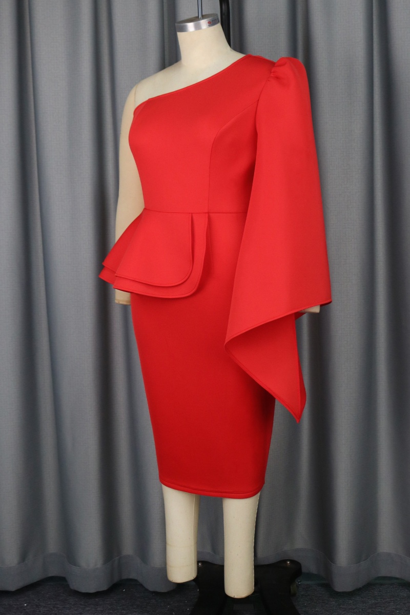 Wholesale Party Formal Solid Patchwork Oblique Collar One Step Skirt ...