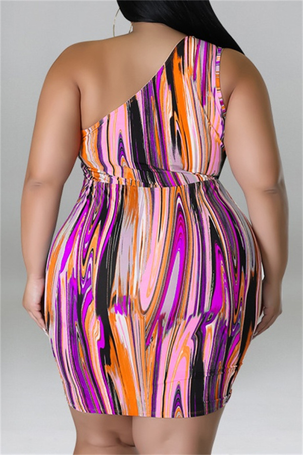 Wholesale Sexy Print Hollowed Out Backless Oblique Collar Sleeveless ...