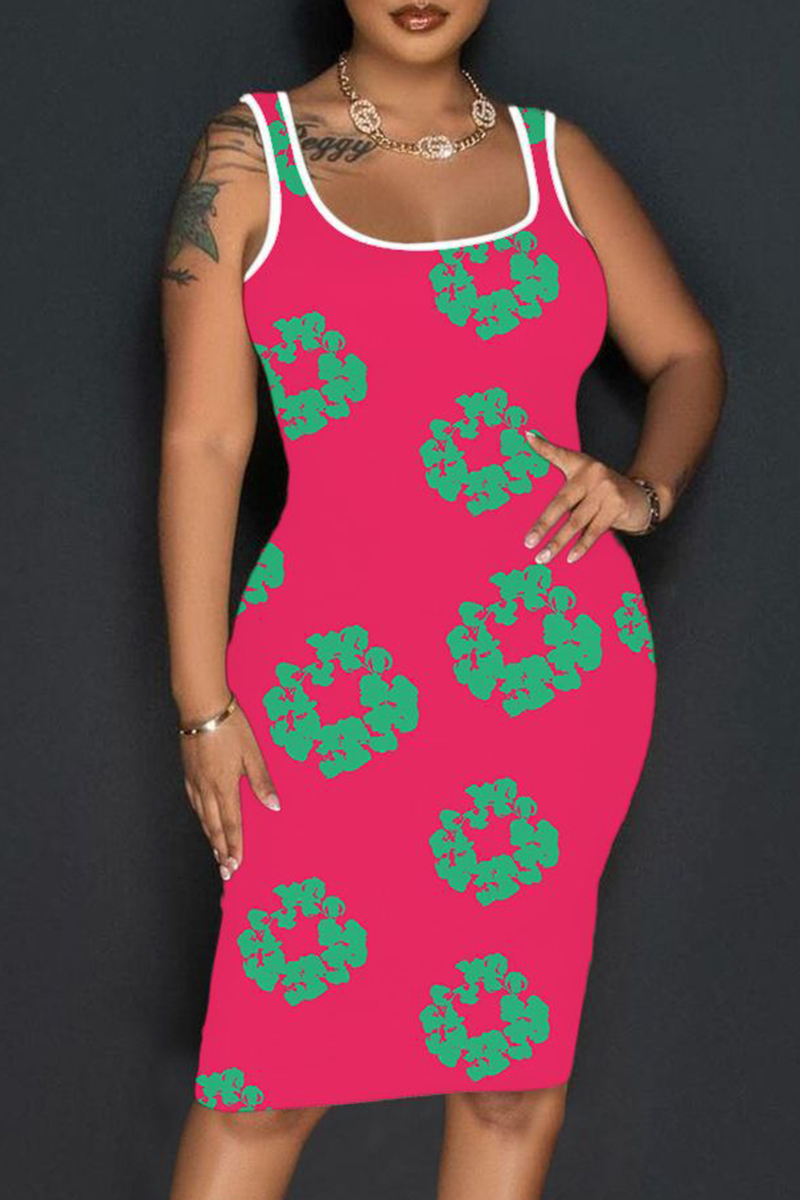 Wholesale Casual Print Basic U Neck Vest Dresses K103072 Online