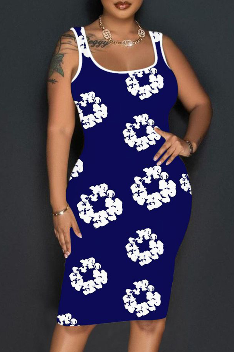 Wholesale Casual Print Basic U Neck Vest Dresses K103072 Online