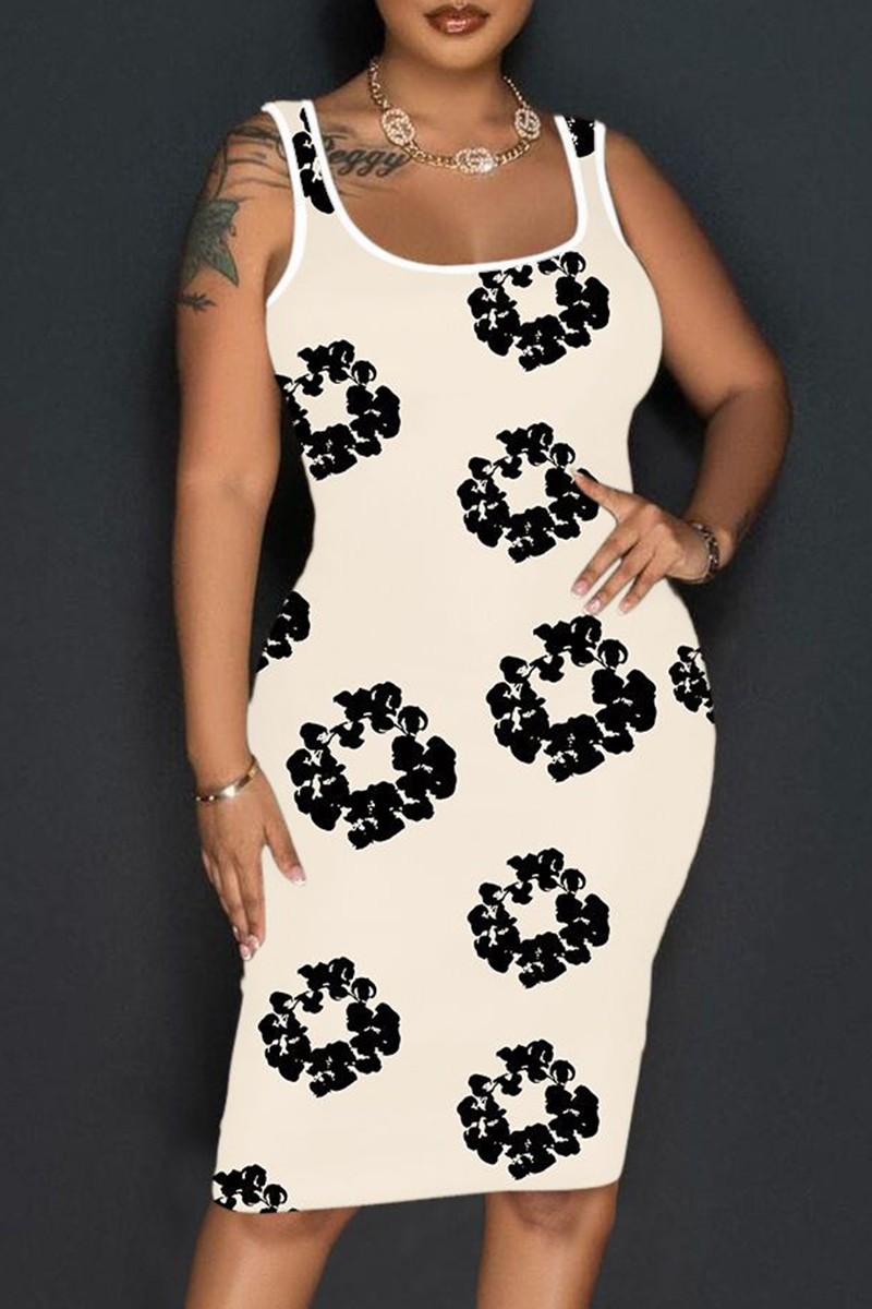 Wholesale Casual Print Basic U Neck Vest Dresses K103072 Online