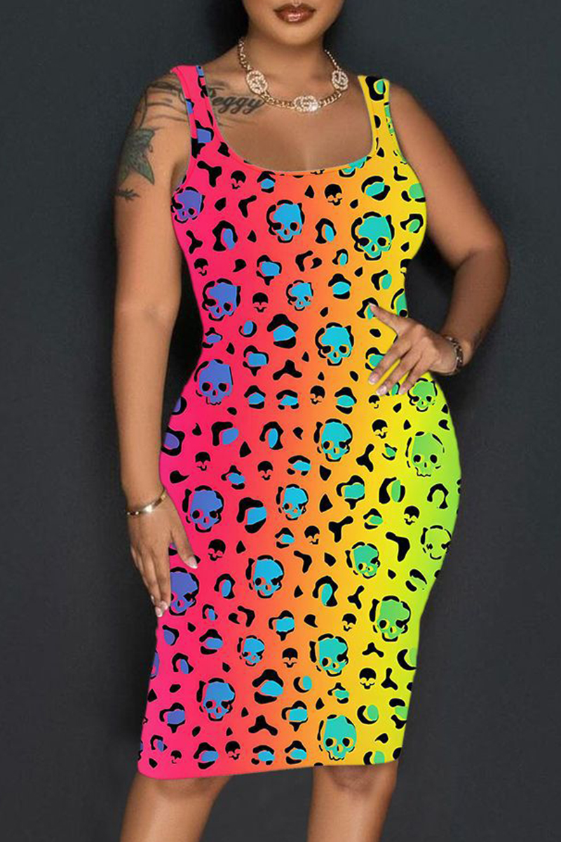 Wholesale Casual Print Basic U Neck Vest Dresses K103476 Online