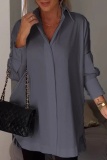 Wholesale Casual Trundown Collar Long Sleeves Side Split Vacation ...
