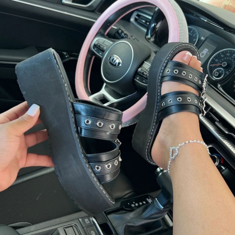 Wholesale Punk Style Peep Toe Bat Wing Platform Slide Sandals K111679 ...
