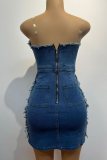 Wholesale Hot Drill Sleeveless Zipper V Neck Skinny Ripped Denim ...