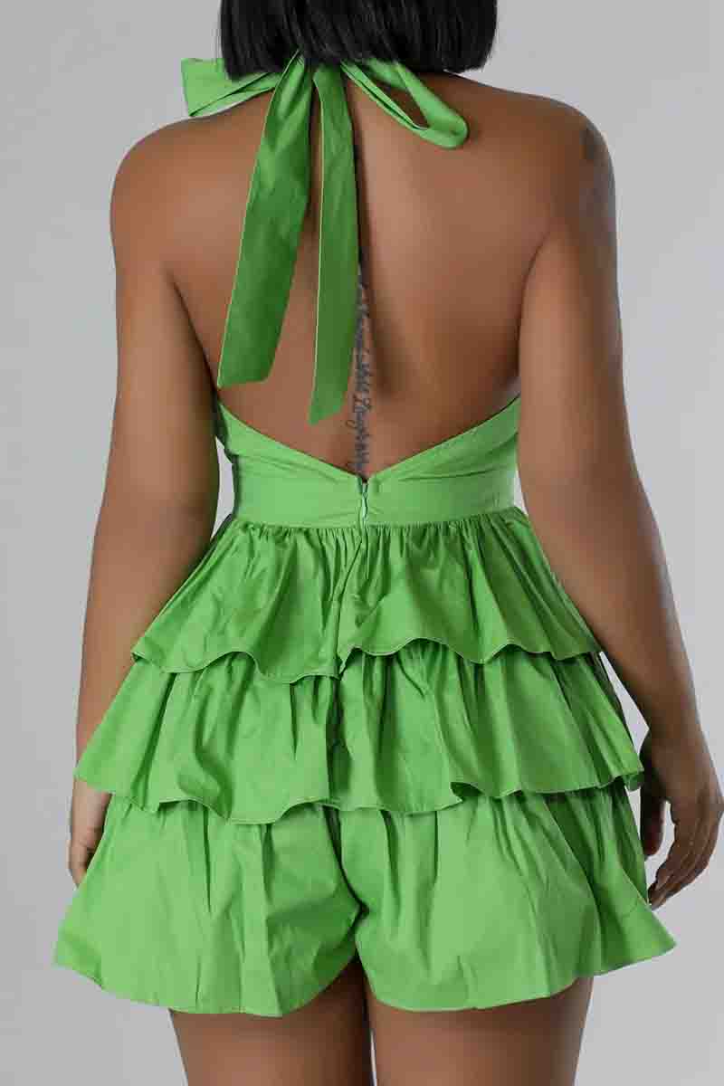 Wholesale Sleeveless Backless Deep V Neck Ruffled Trim Loose Vacation ...