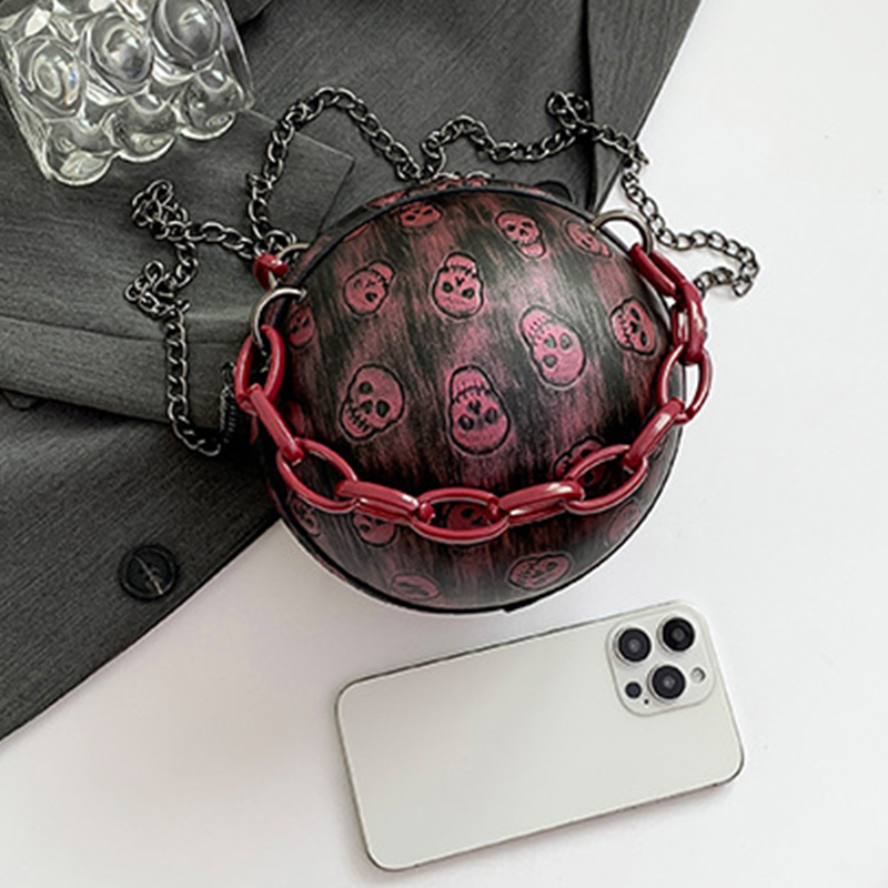 Wholesale Halloween Spooky Skull Chain Shoulder Mini Round Ba K115906 ...