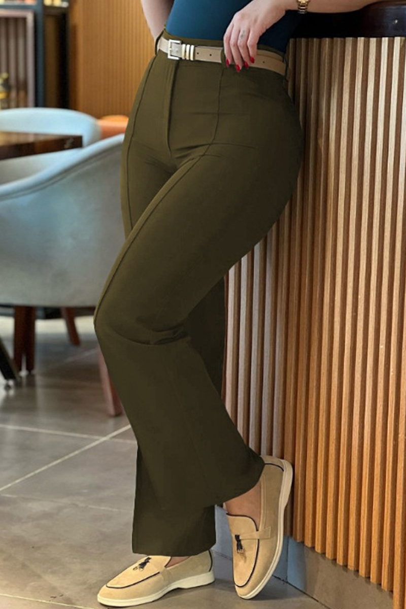 Wholesale Navy Casual Straight High Waist Formal Office Lady Pants ...