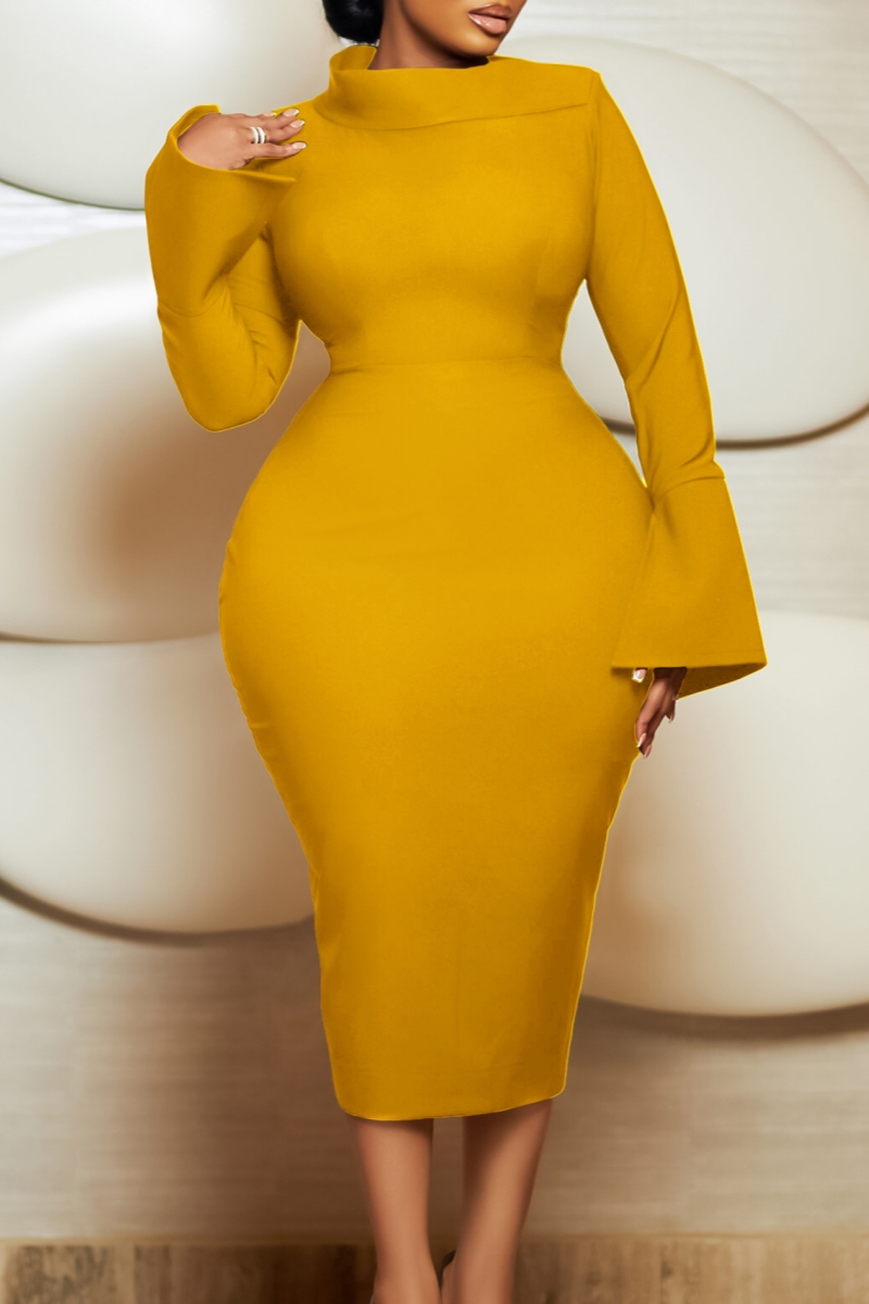 Wholesale Red Formal Office Evening Party Prom Gown Half A Turtleneck ...